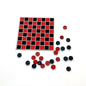 Miniature Checkers Game Board Collection With Checker Pieces Dollhouse ...