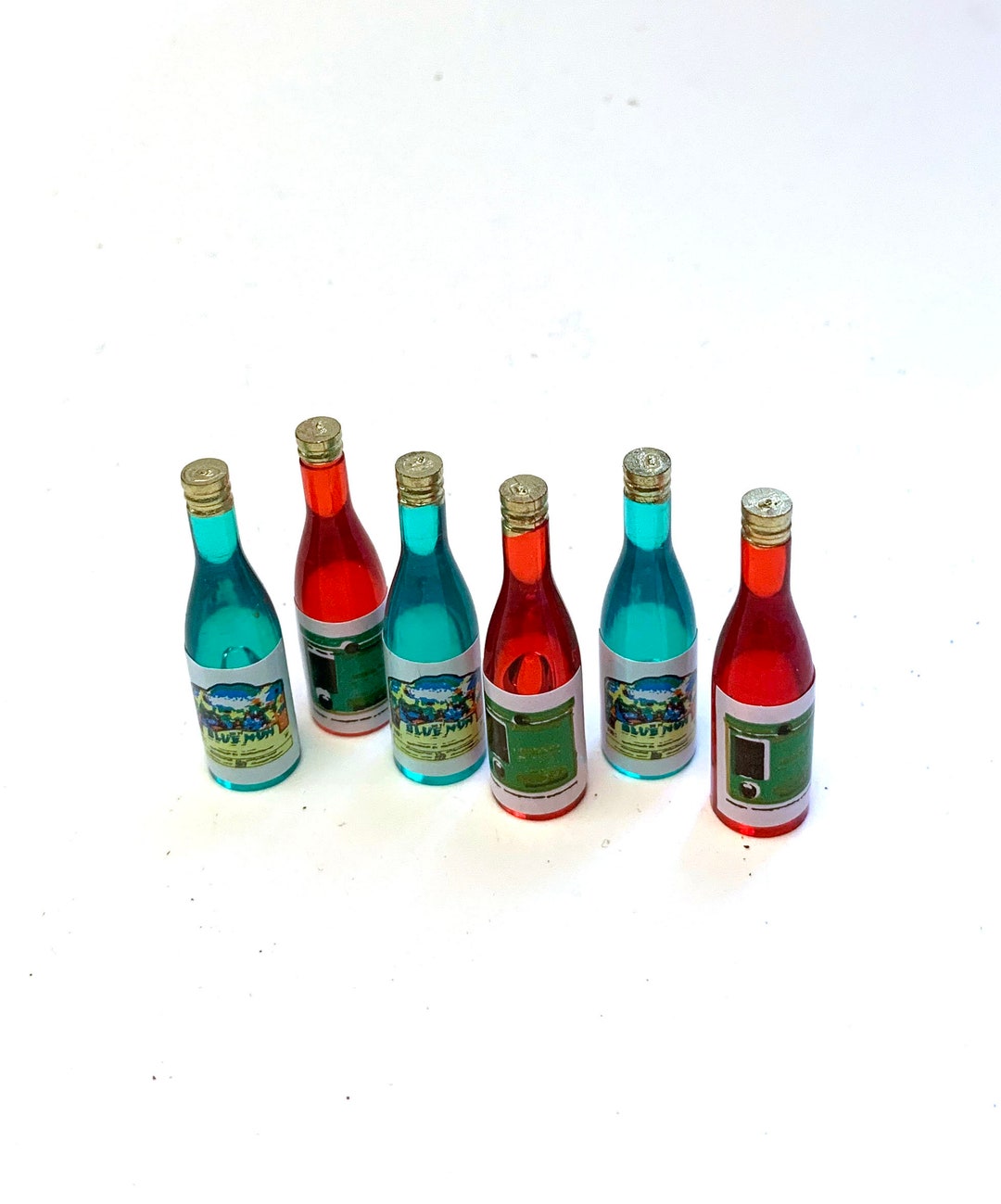 Miniature Wine Bottles Collection Set of 6 Dollhouse Kitchen Food Home ...