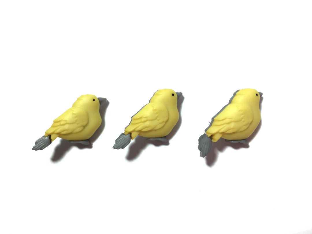 Bird Buttons Yellow Canary Shank Back Jesse Dress It up Feathered ...