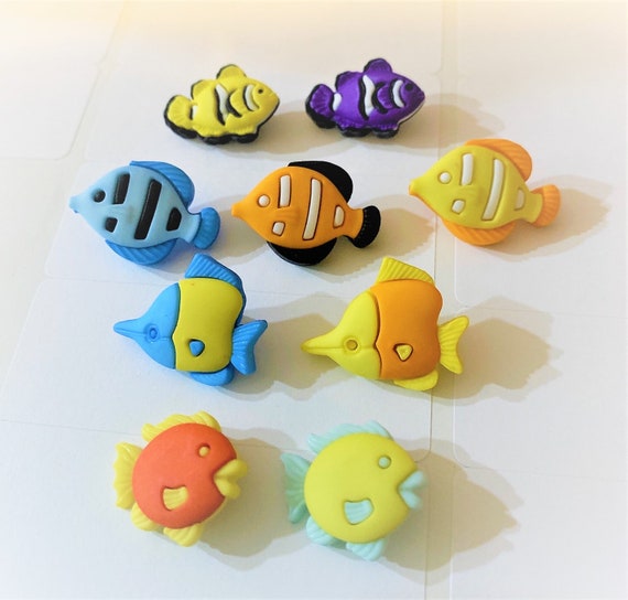 Tropical Fish Buttons Galore Collection Fishes Set of 9 Shank | Etsy
