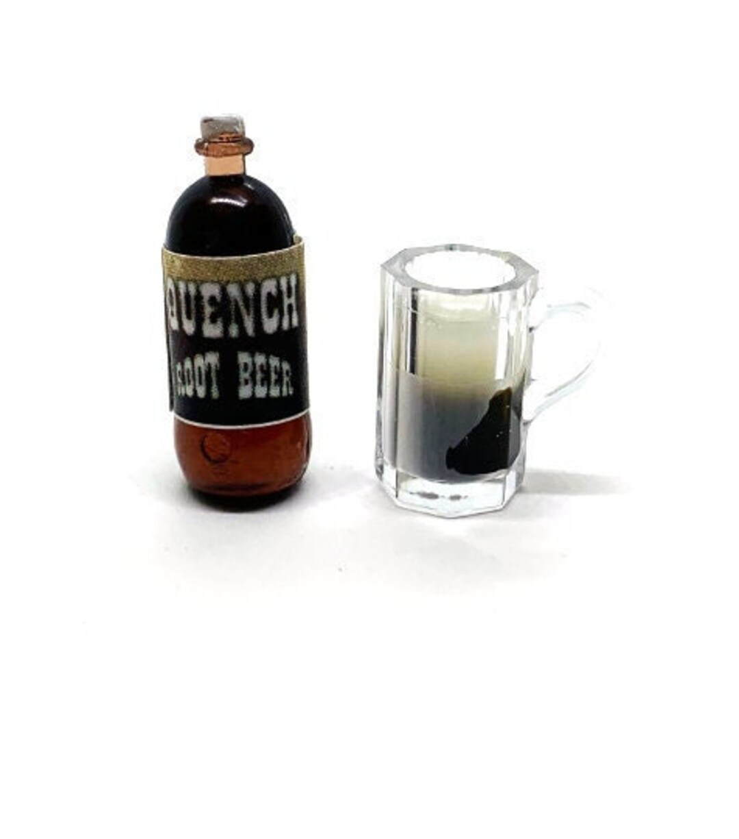 Miniature Root Beer Collection Set of 2 Bottle & Mug Dollhouse Food ...