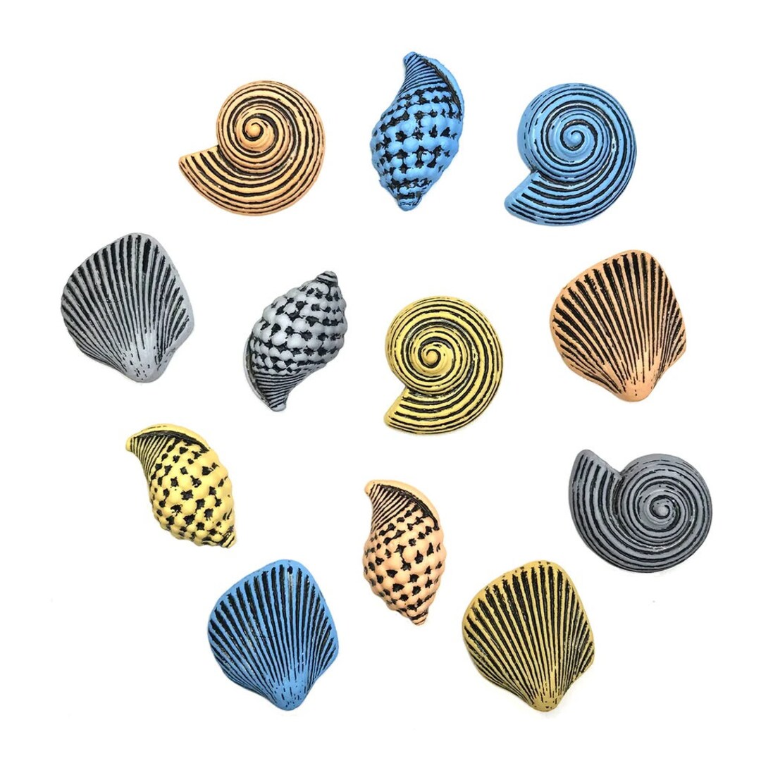 Seashells Button Galore Collection Set of 12 Shank Flat Back Choice Sea ...
