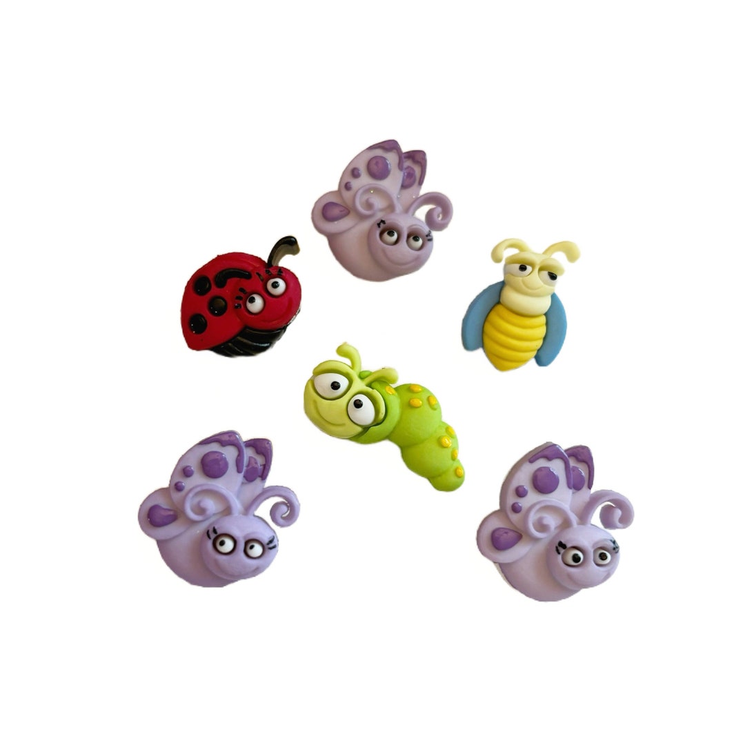 NEW Bug Eyed Insects Buttons Collection Set of 6 Shank Back Jesse James ...