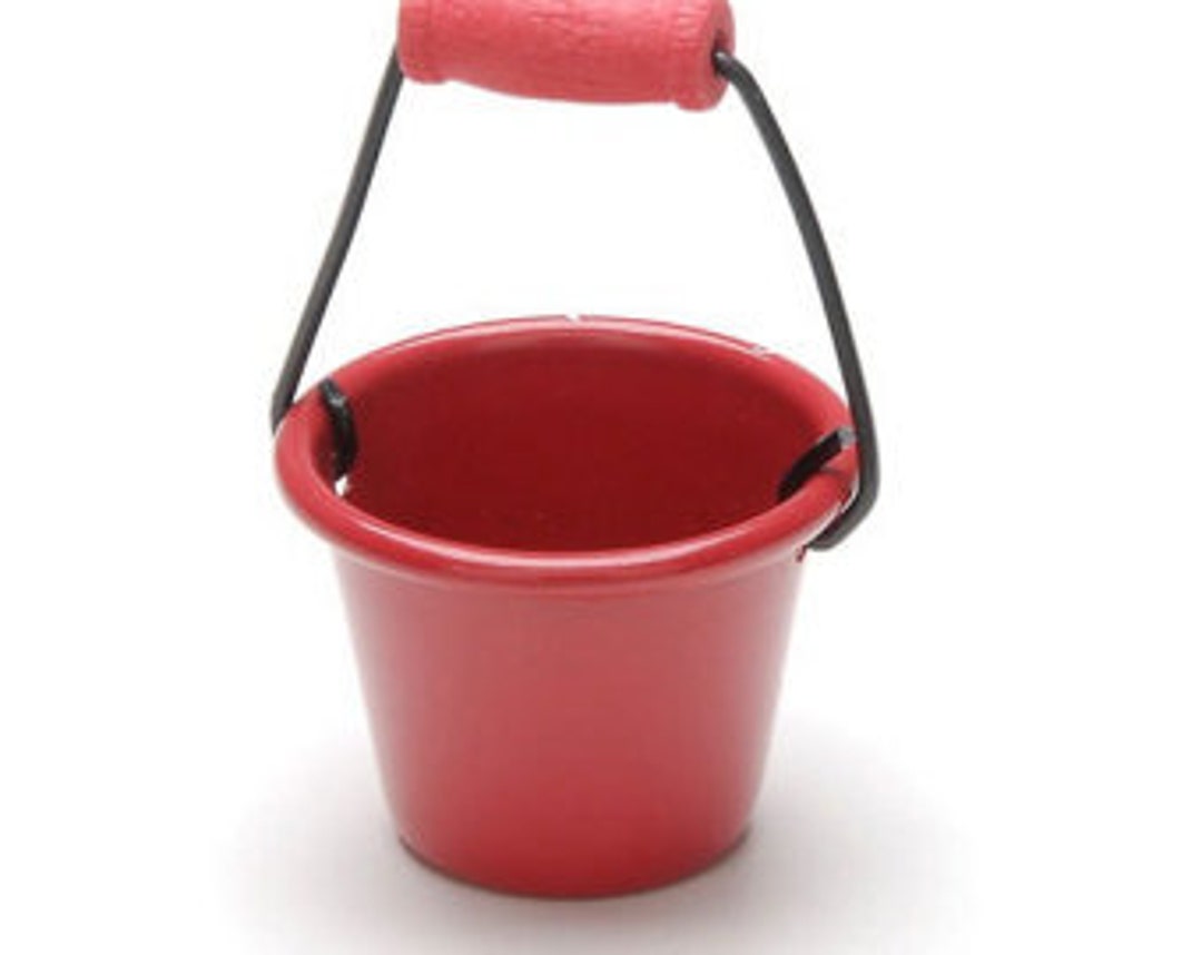 Miniature Red Metal Pail Bucket Set of 1 Piece Dollhouse Fairy Garden ...
