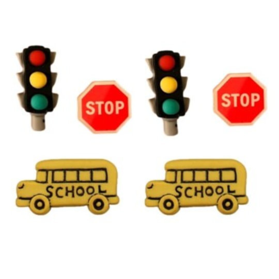 School Bus Collection Safety First Set of 6 Bus Shank Back & Stop Sign ...