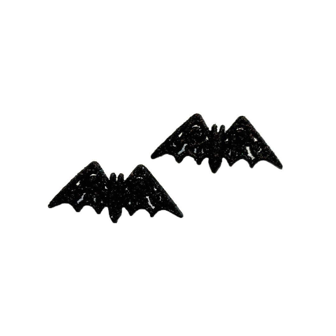 Glitter Bats Buttons Bewitching BLACK Bats Shank Flat Back Choice Jesse James Dress It up ...