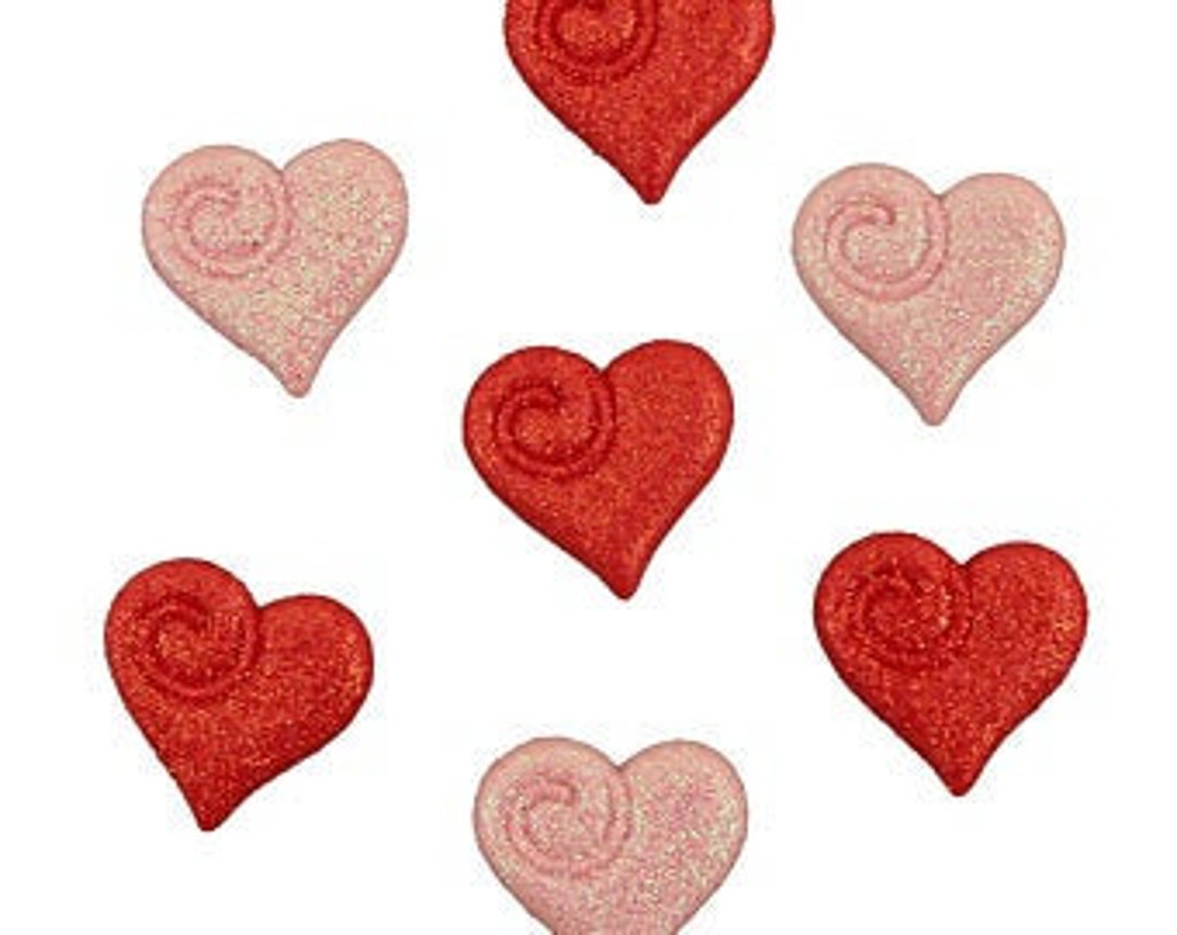 Heart Buttons Galore Collection My Love Set of 7 Shank Flat Back Choice ...