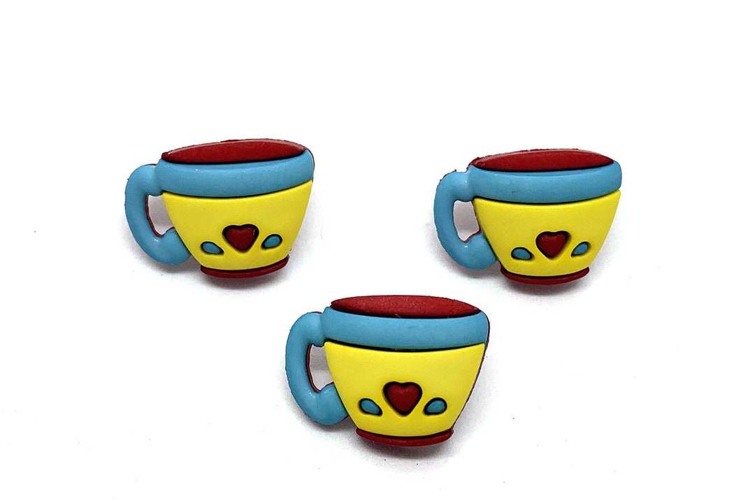 Coffee Cup Buttons Galore Heart Shank Back - 248 - Etsy