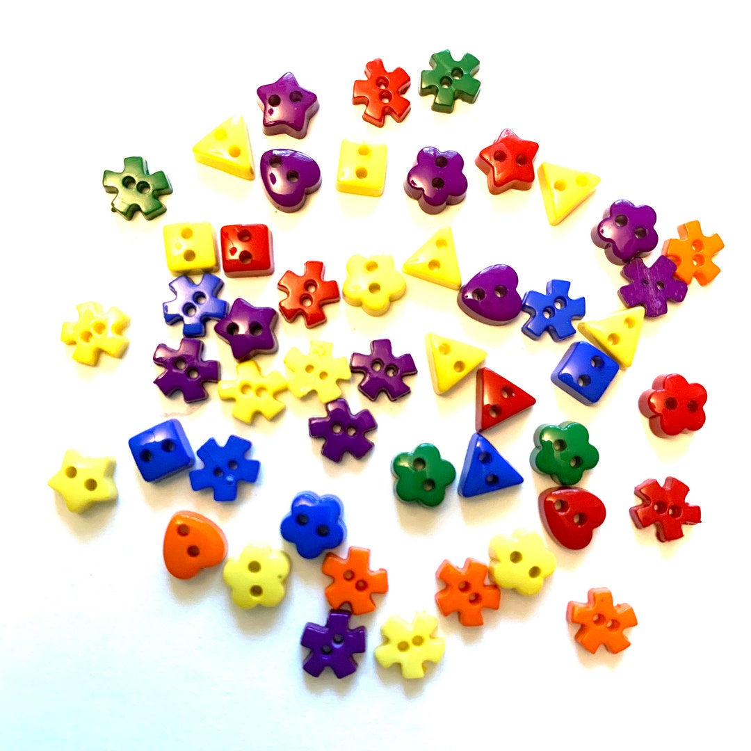 6mm Shapes Buttons Collection COLOR WHEEL Assorted 1/4" Two Hole Sew ...