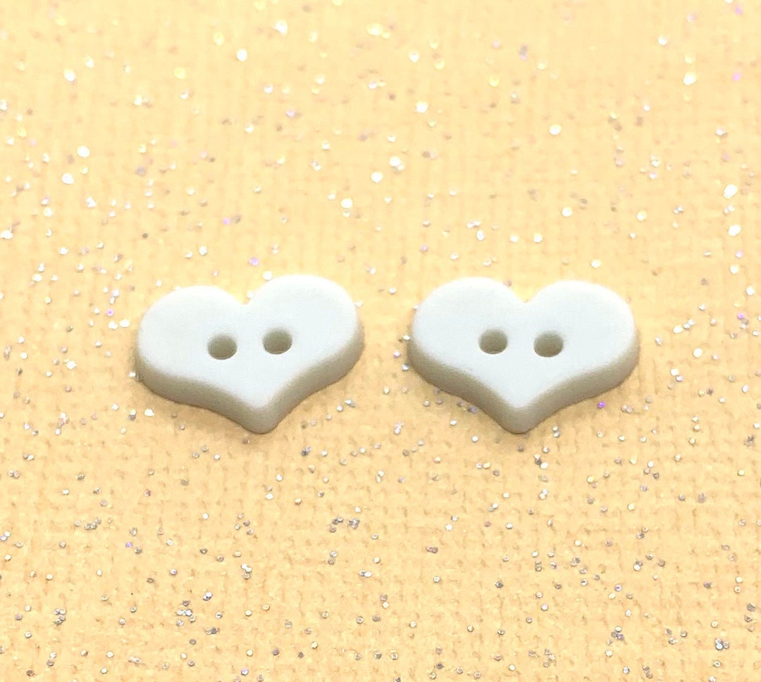 Mini White Heart Buttons Galore 1/2"sew Thru Flat Back - 924 - Etsy