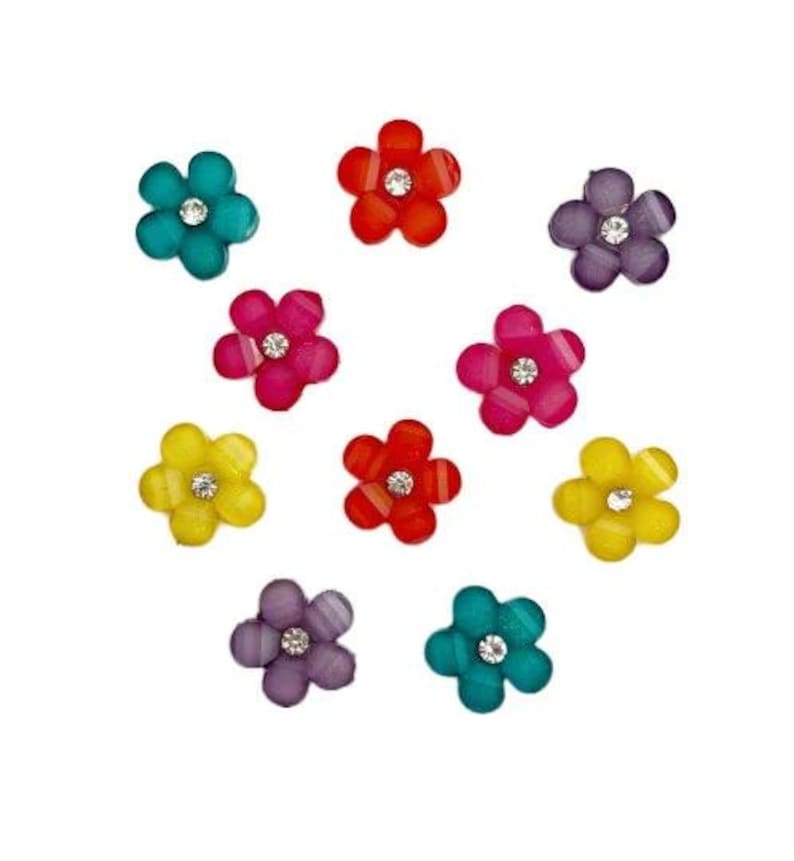 Sparkle Flower Embellishment Collection Rhinestone Center Flat Back ...