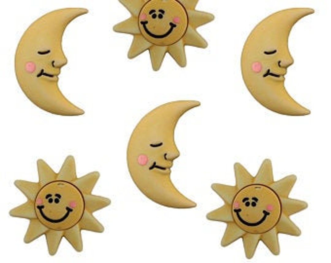 The Sun & Moon Buttons Galore Collection 3D Set of 6 Shank Back - 993 ...