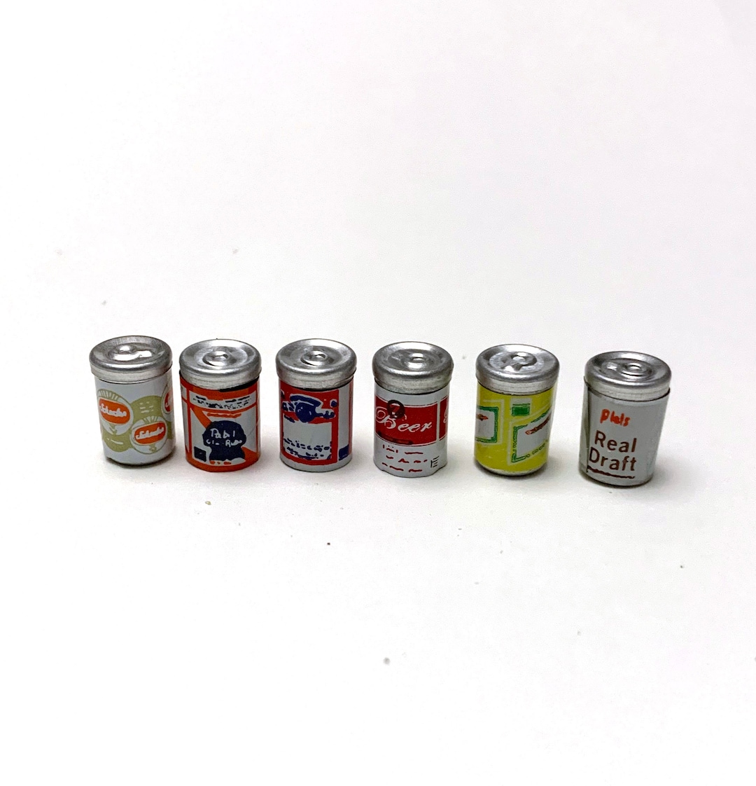 Miniature Beer Cans Collection Set of 6 Dollhouse Food Kitchen Home ...