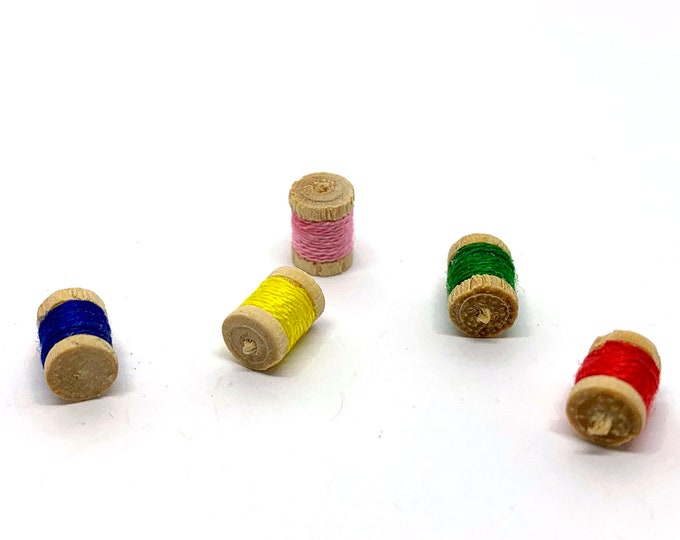 Miniature Wood Thread Spools Collection Set of 5 Dollhouse - Etsy