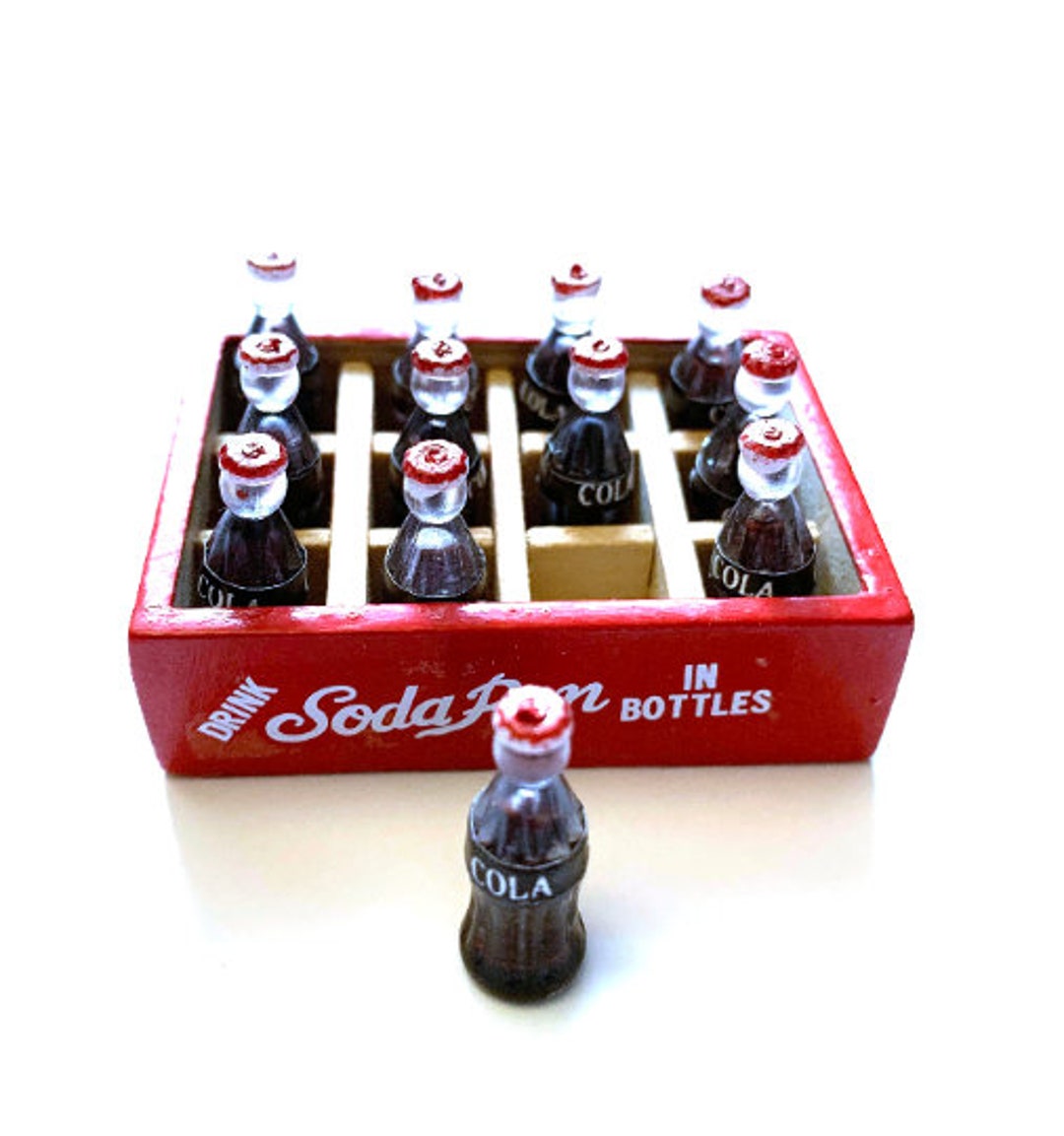 SALE Miniature Cola Soda Pop Case With 12 Bottles Miniature Dollhouse ...