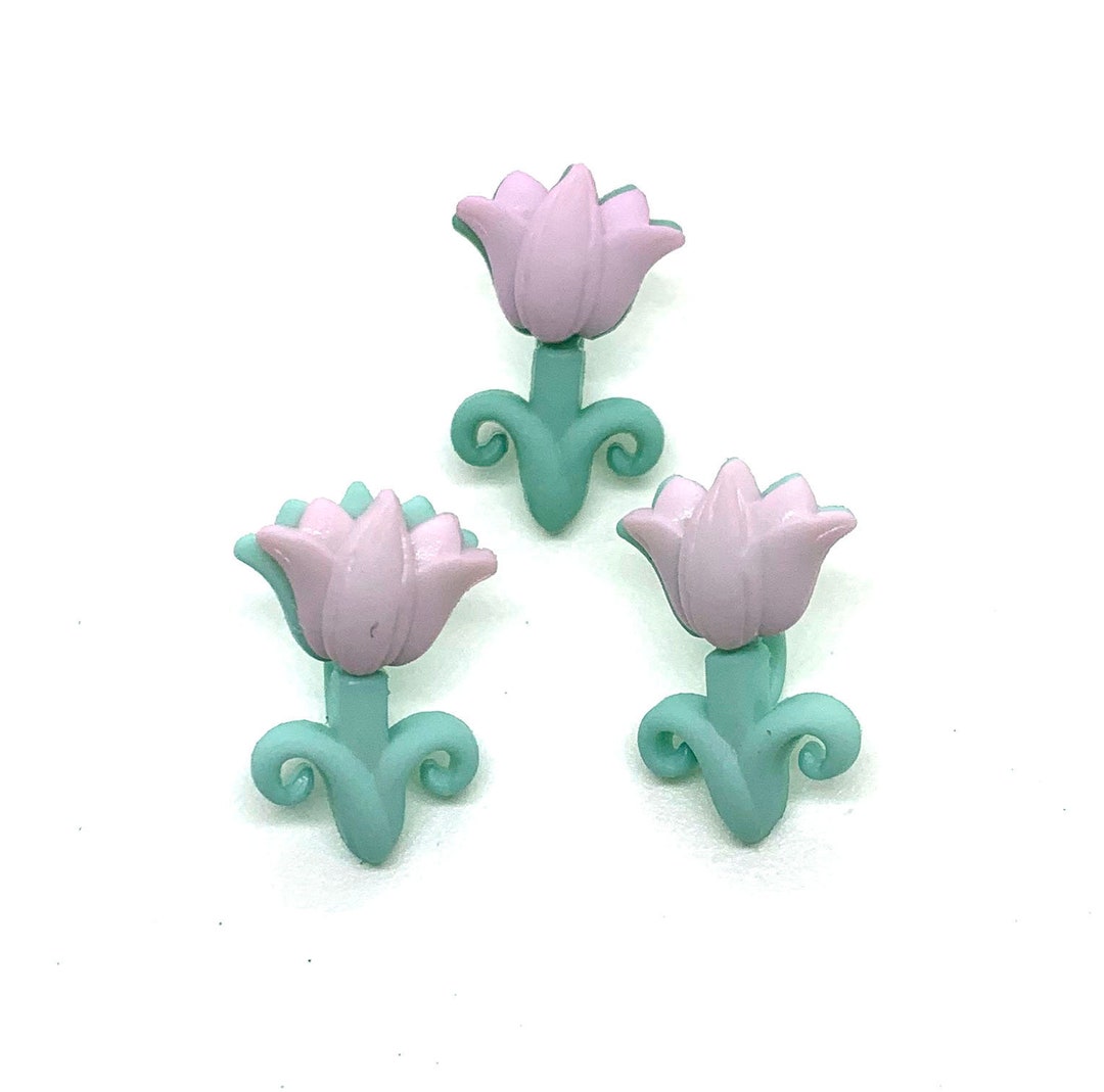 Mini Pink Tulips Buttons Shank Flat Back Choice Jumpin' - Etsy