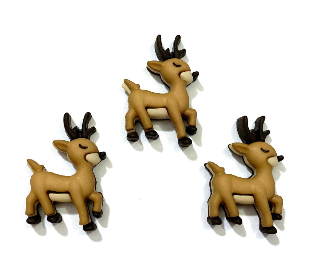Christmas Reindeer Buttons Galore Reindeer Fun Shank Flat Choice Back ...