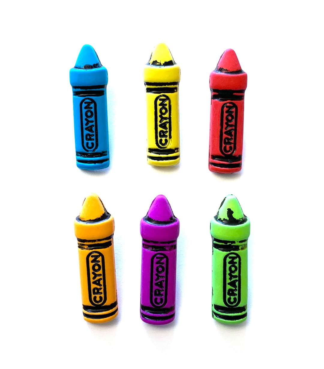 Crayon Buttons Collection Set of 6 Shank Flat Back Choice - 44 - Etsy