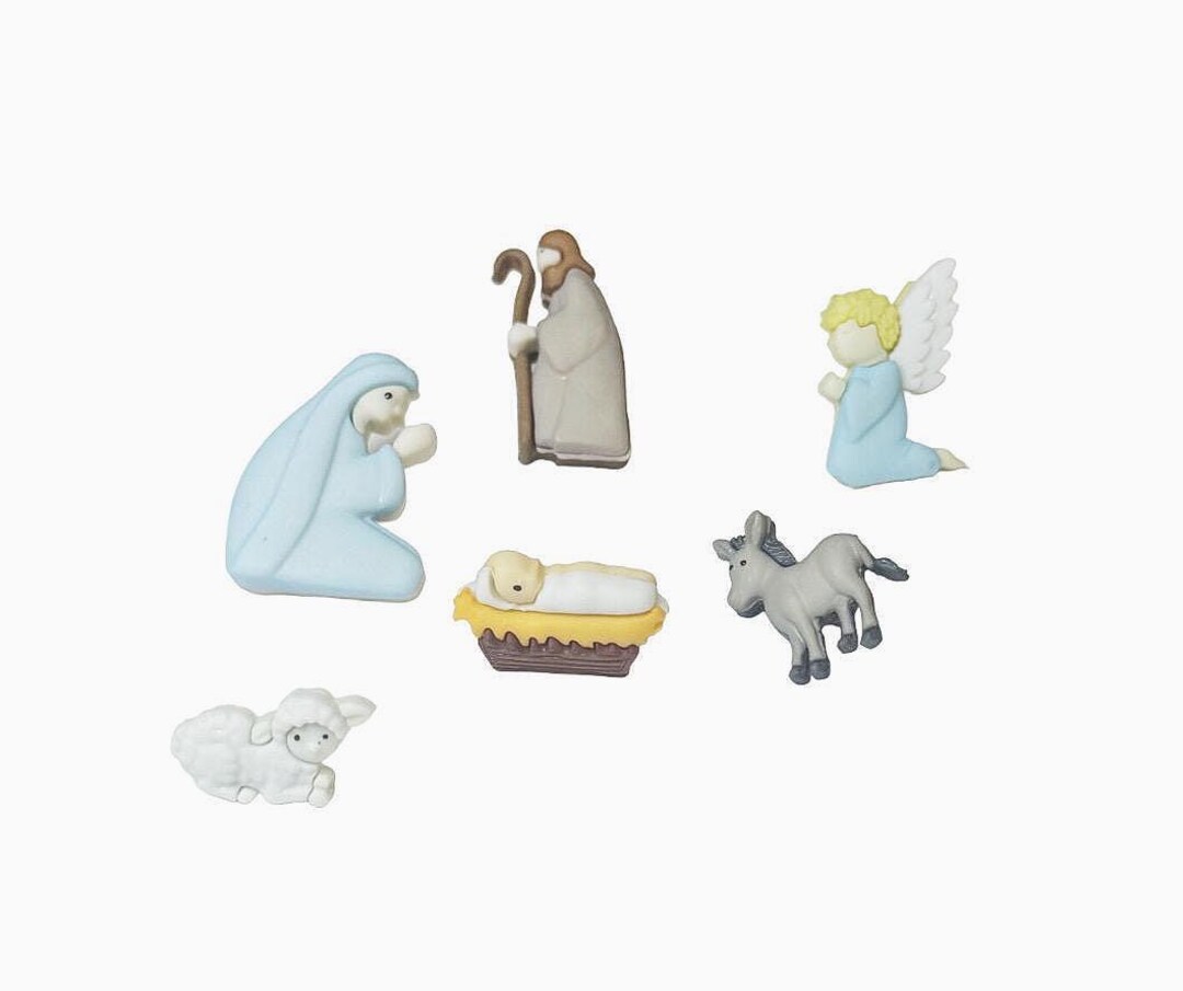 Nativity Buttons Galore Collection Set of 6 Shank Back With DONKEY ...