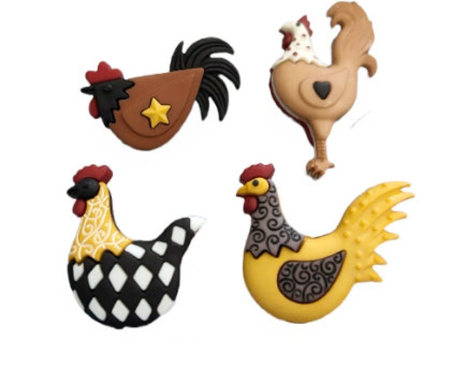 Chicken Buttons Hen House Collection Shank Back Set of 4 Jesse James ...