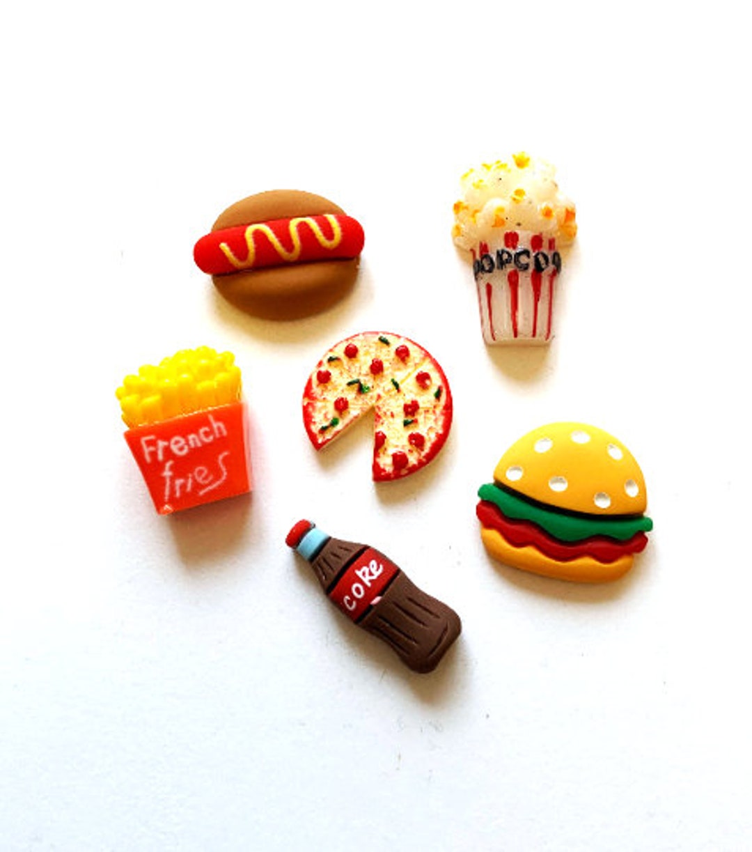 Fast Food Embellishments Set of 6 Flat Backs Craft Supply by Buttons ...