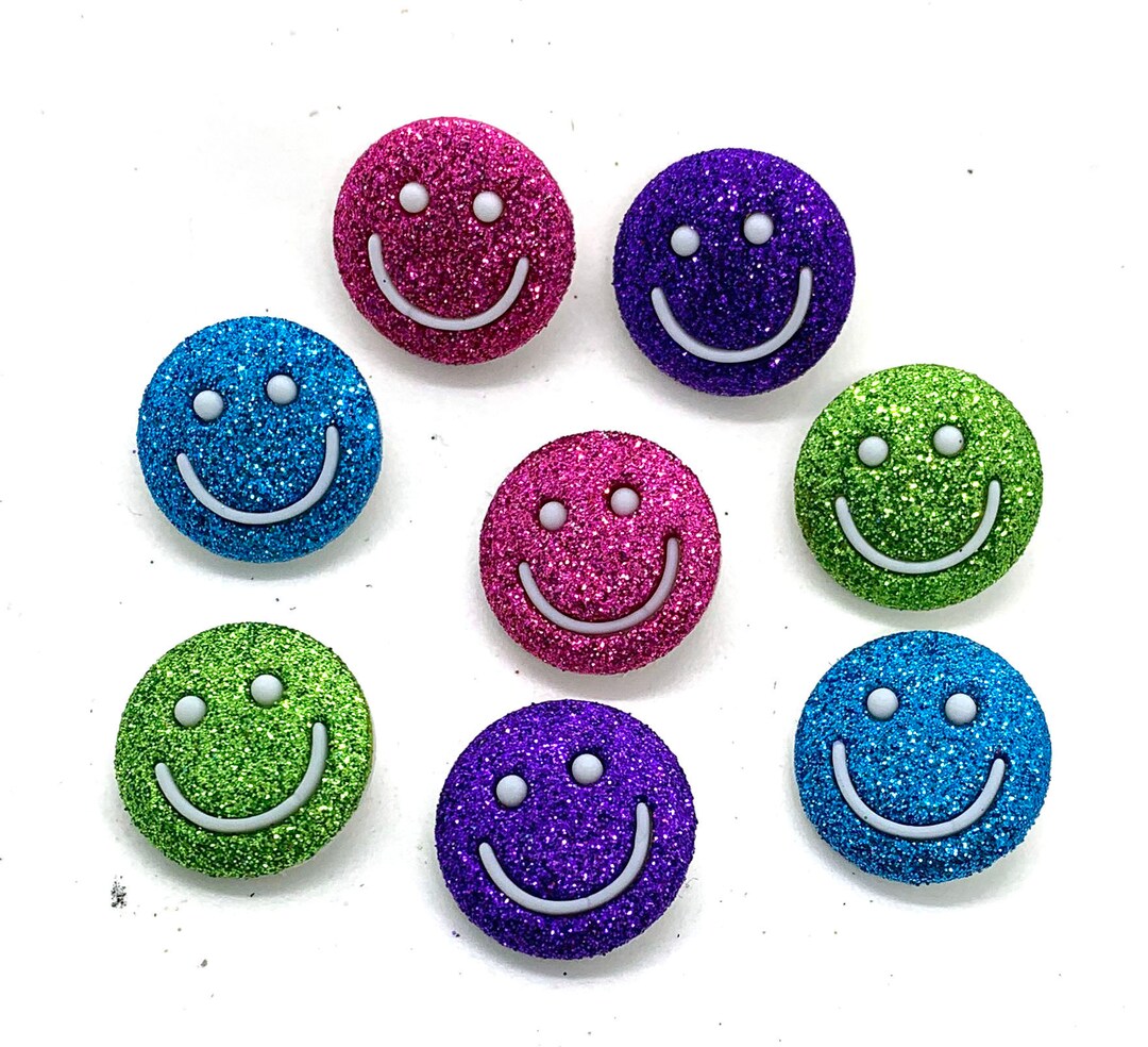 Glitter Smiley Faces Buttons Collection Set of 8 Shank Back 1089 - Etsy