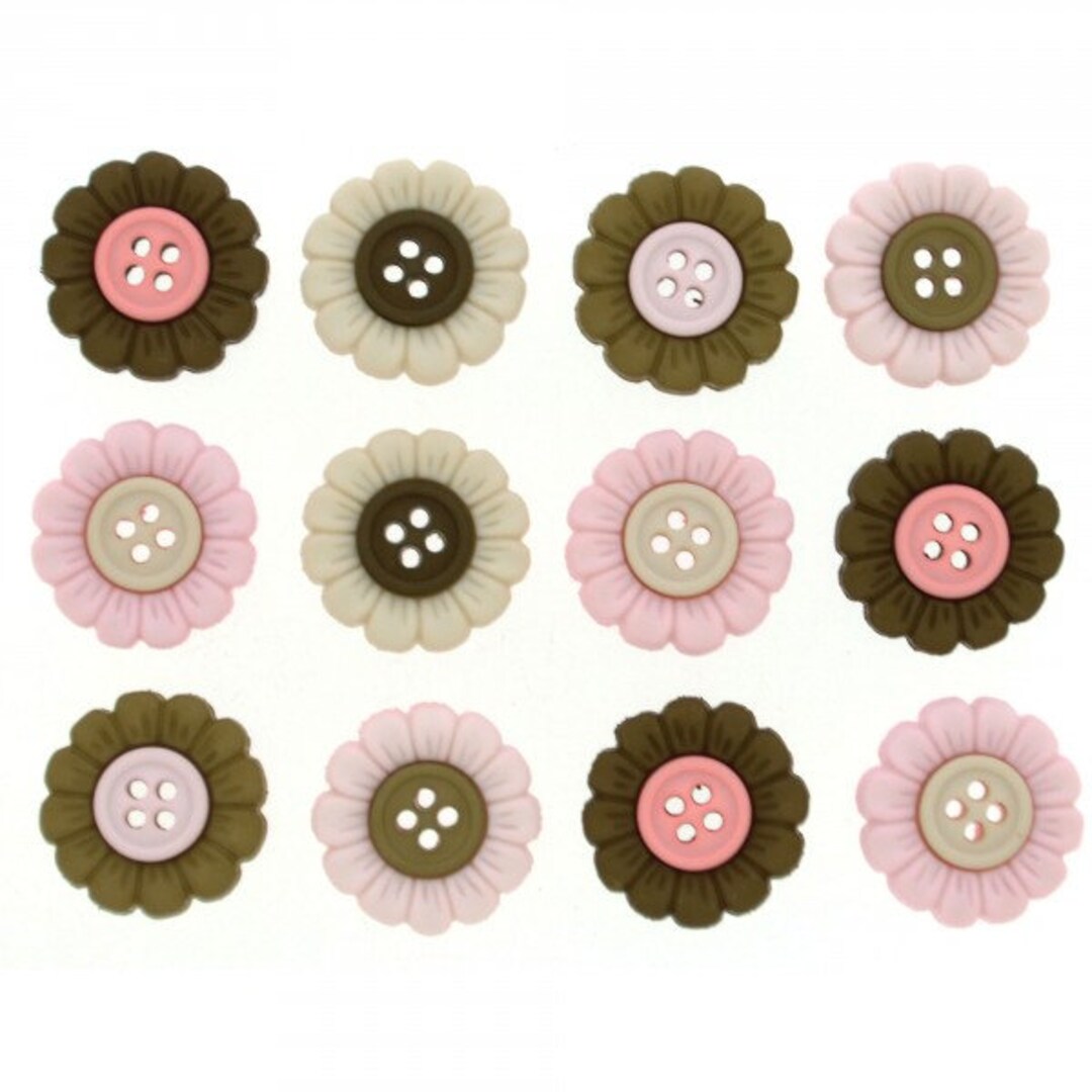 Mini Flower Buttons Collection HARMONY Set of 12 Sew Thru Jesse James ...
