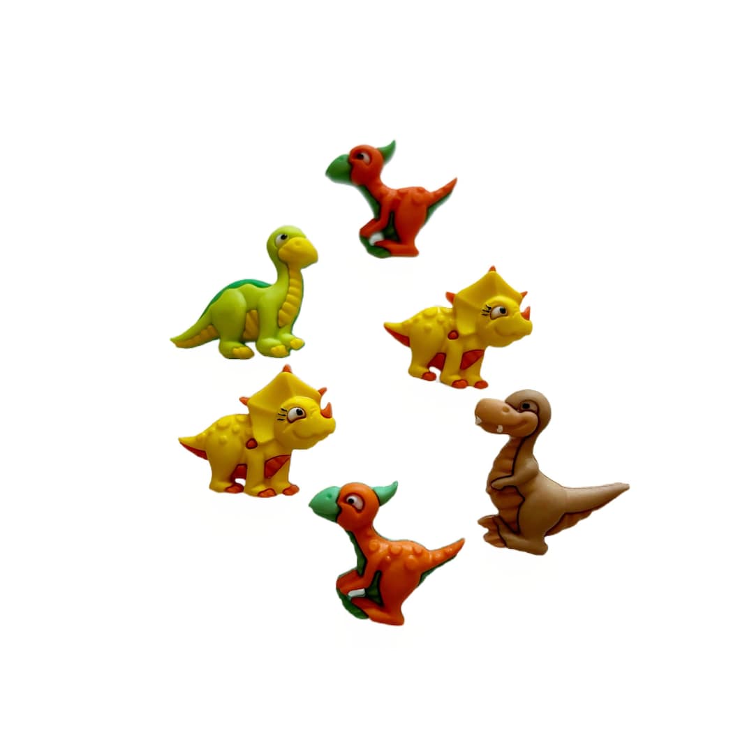 NEW Dinosaur Buttons Collection Toys Dino-mite Set of 6 Shank Back ...