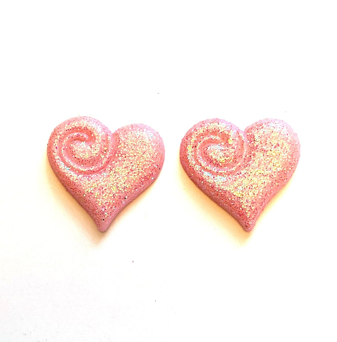 Glitter Pink Heart Buttons Galore Shank Flat Back Choice - 229 - Etsy
