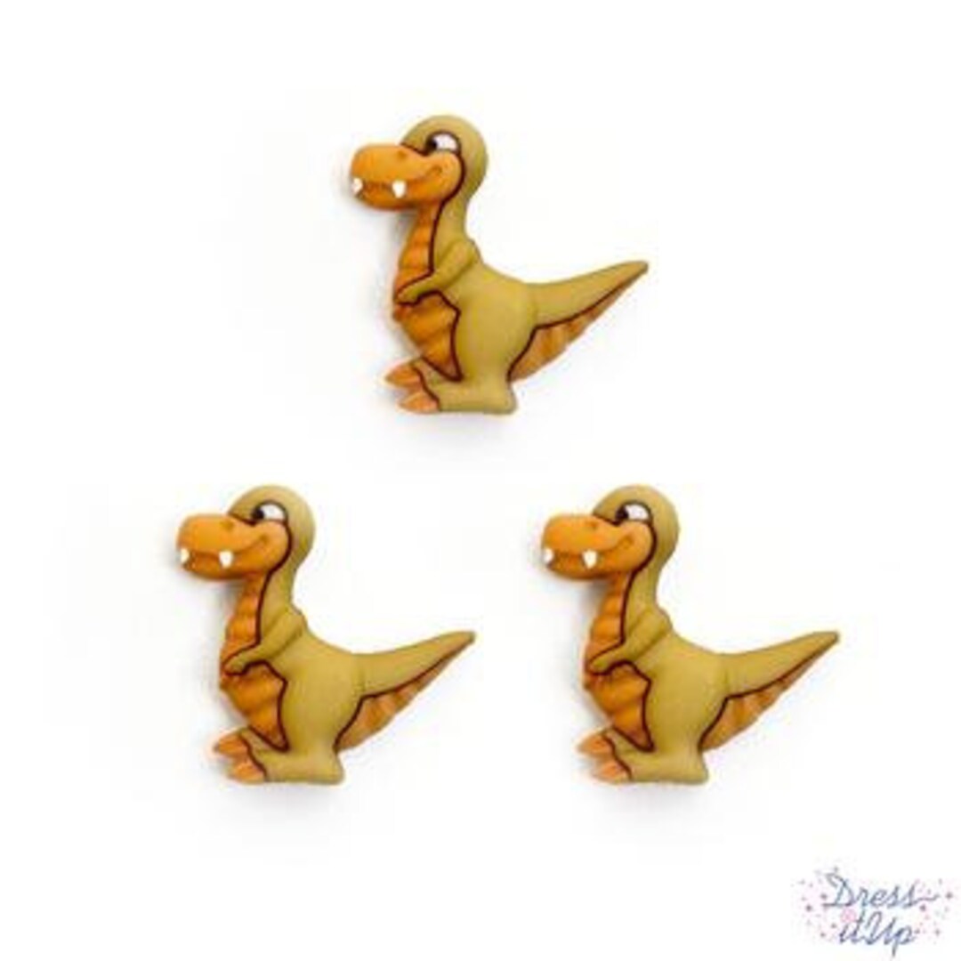 Dinosaur Buttons Tyrannosaurus Rex BROWN Shank Back Toys Dino-mite ...