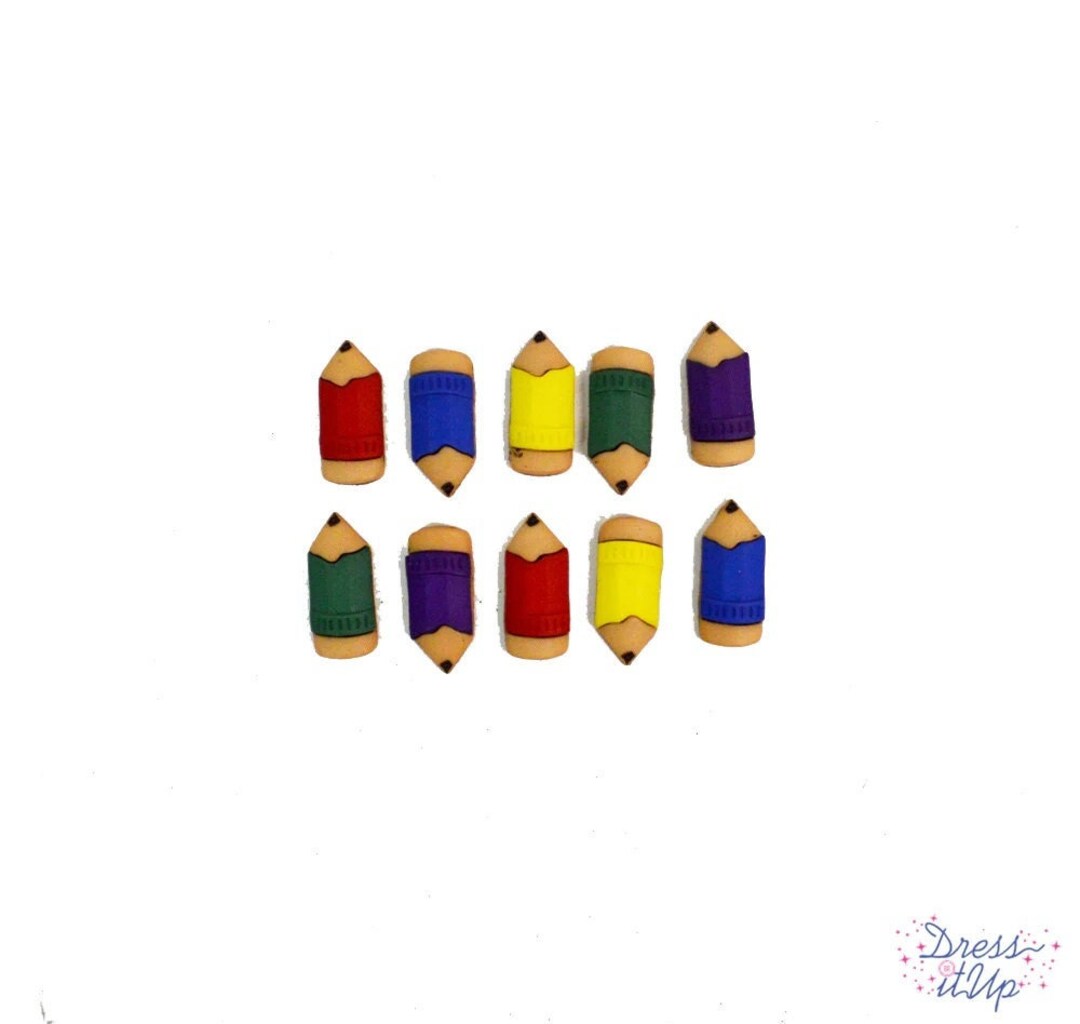 Pencil Buttons Collection Assorted Set of 10 Shank Back Jesse James ...