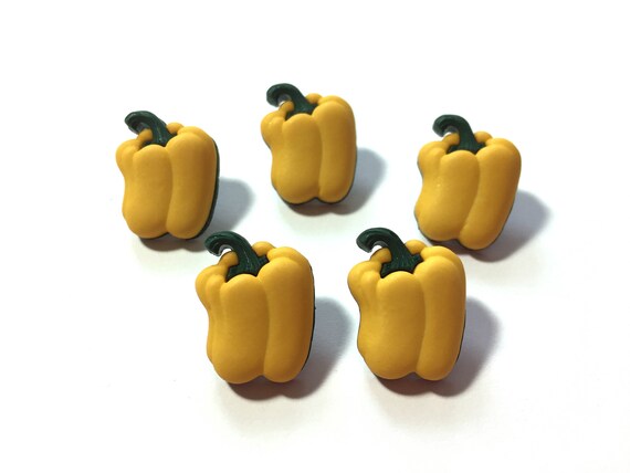 Vegetables Buttons Yellow Peppers Fresh Produce Shank Back - Etsy