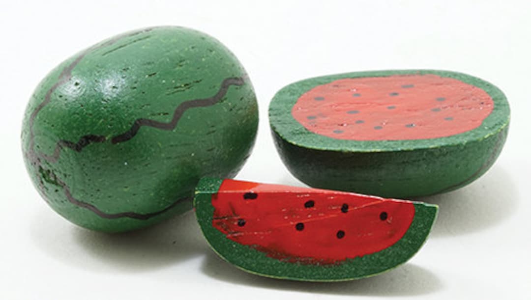 Miniature Wood Watermelons Collection Set of 3 Dollhouse Food Kitchen ...