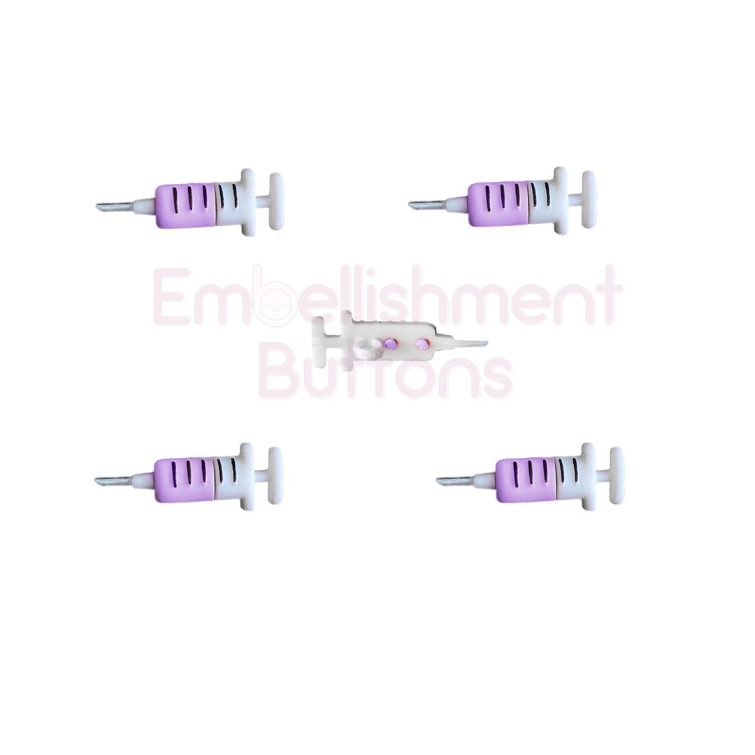 Syringe Button Medical Shank Flat Back Choice PINK & PURPLE Choice ...