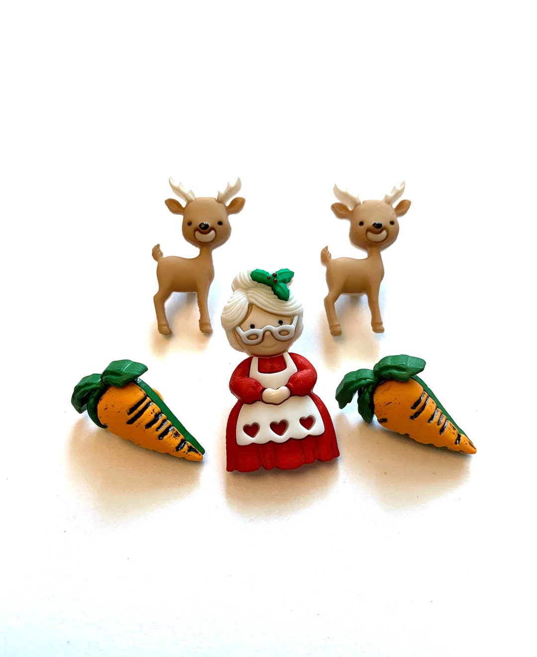 NEW Mrs Claus Buttons Collection Deer Carrots Shank Back Jesse James ...