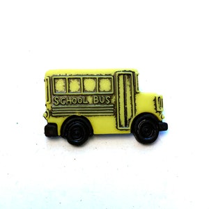 Yellow School Bus Buttons Shank Flat Back Choice Pencil Box Jesse James ...