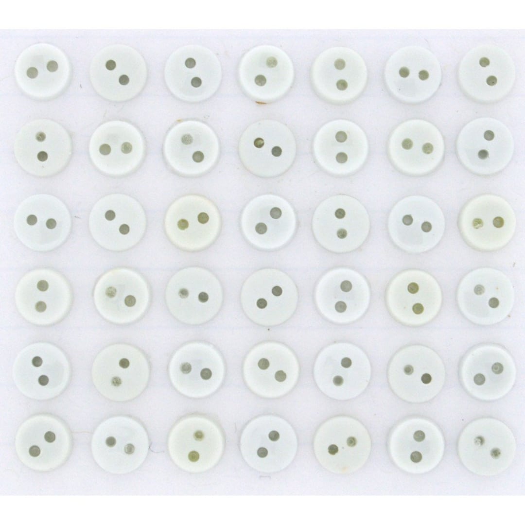 6MM Mini WHITE Round Buttons 1/4" Sold by Weight Tiny Two Hole Sew Thru ...