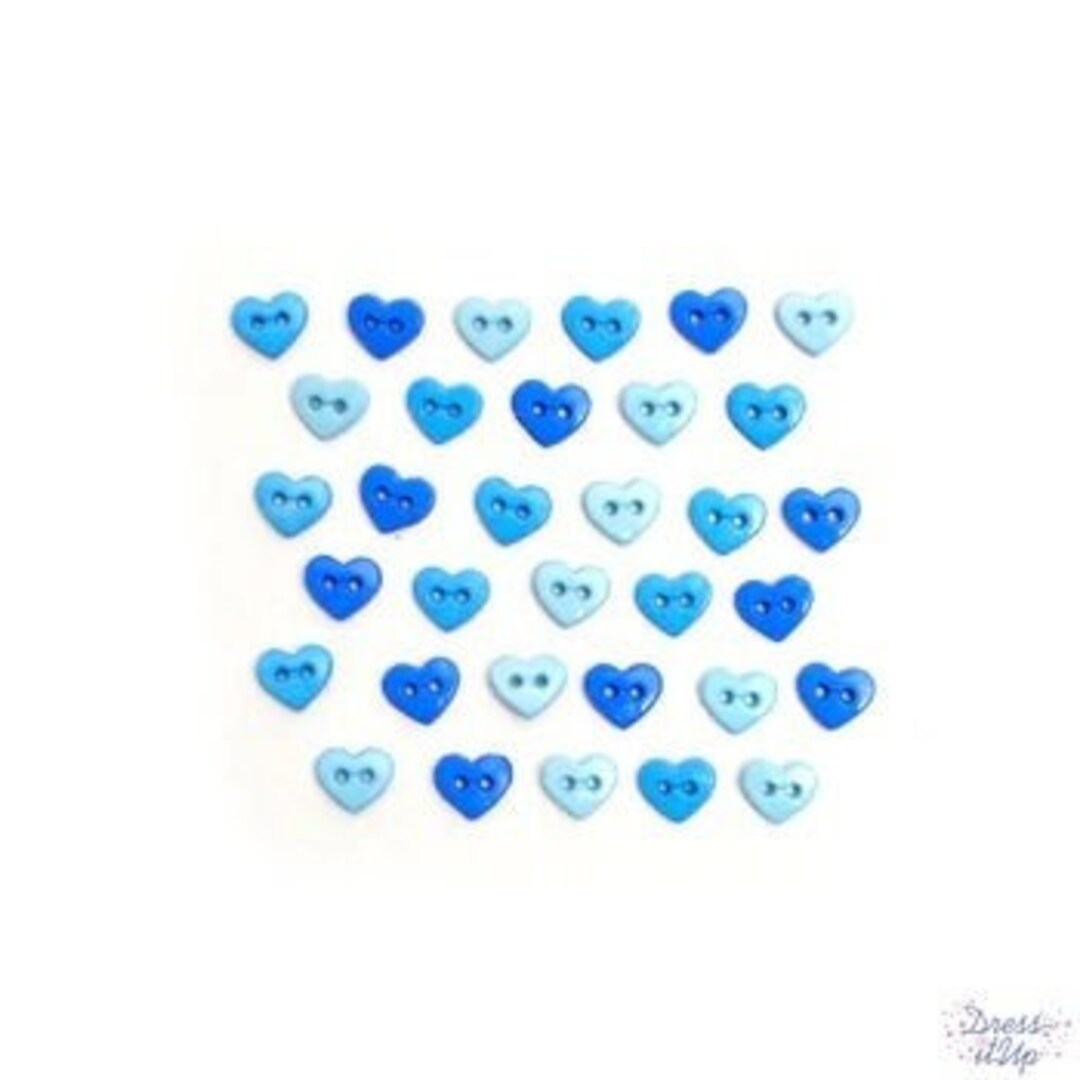 6MM Micro Mini Hearts Buttons BLUE SAPPHIRE Sold by Weight Two Hole Sew ...