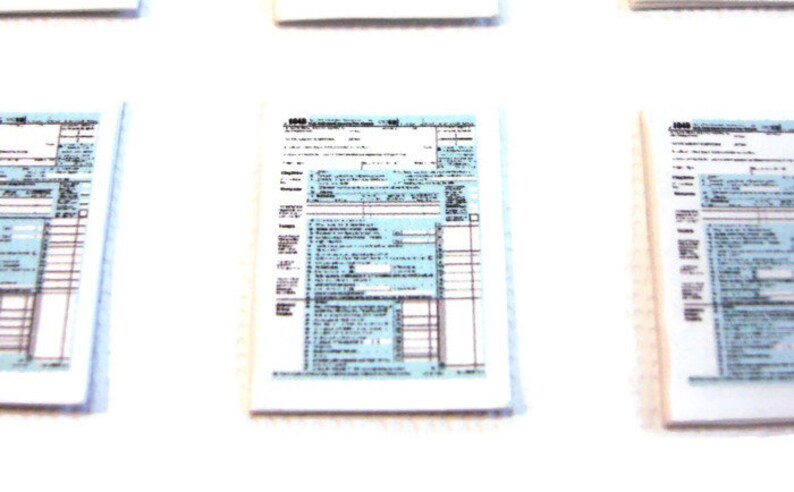 Miniature Tax Form Handmade Embellishments PAPER Flat Back Crafting ...