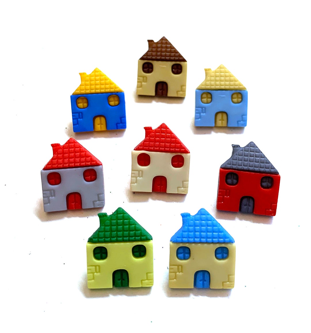 House Buttons Galore Collection Lotsa Houses Homes Set of 8 Shank Back ...