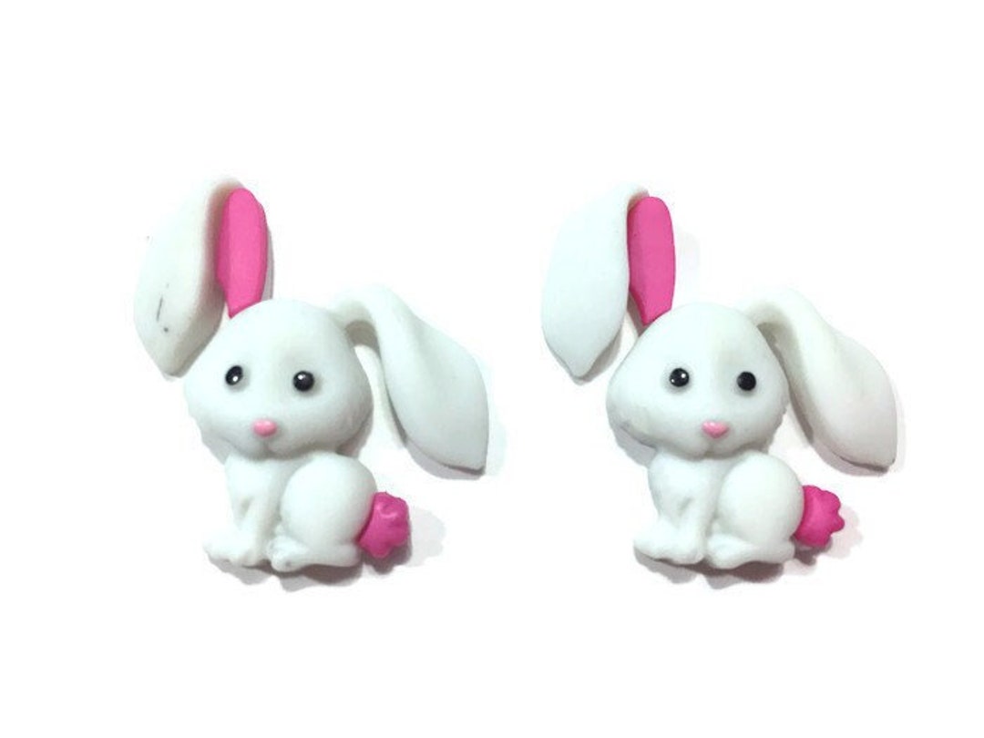 Bunny Buttons Rabbits WHITE Shank Flat Back Choice Bunny Love Jesse ...