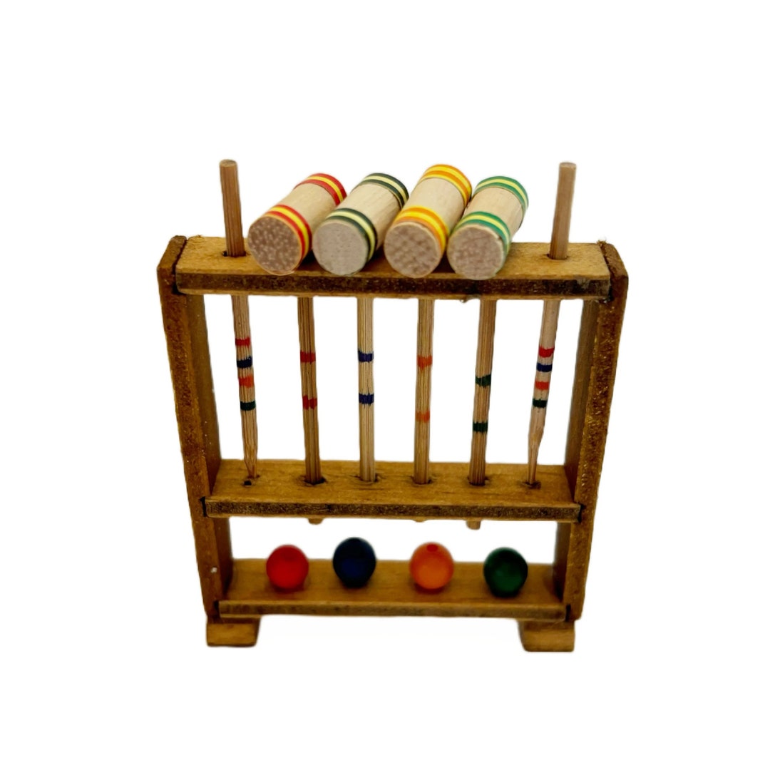 Miniature Croquet Set Mallets Separate Pieces Dollhouse Home Decor ...