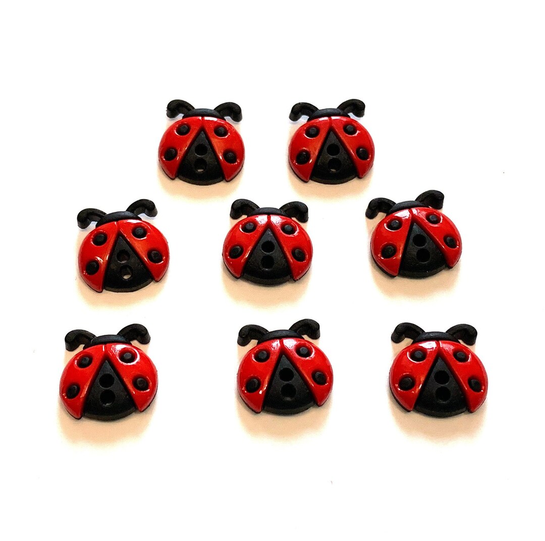 Sew Cute Ladybugs Buttons 5/8 Lady Bugs Set of 8 Two Hole Sew Thru Flat ...