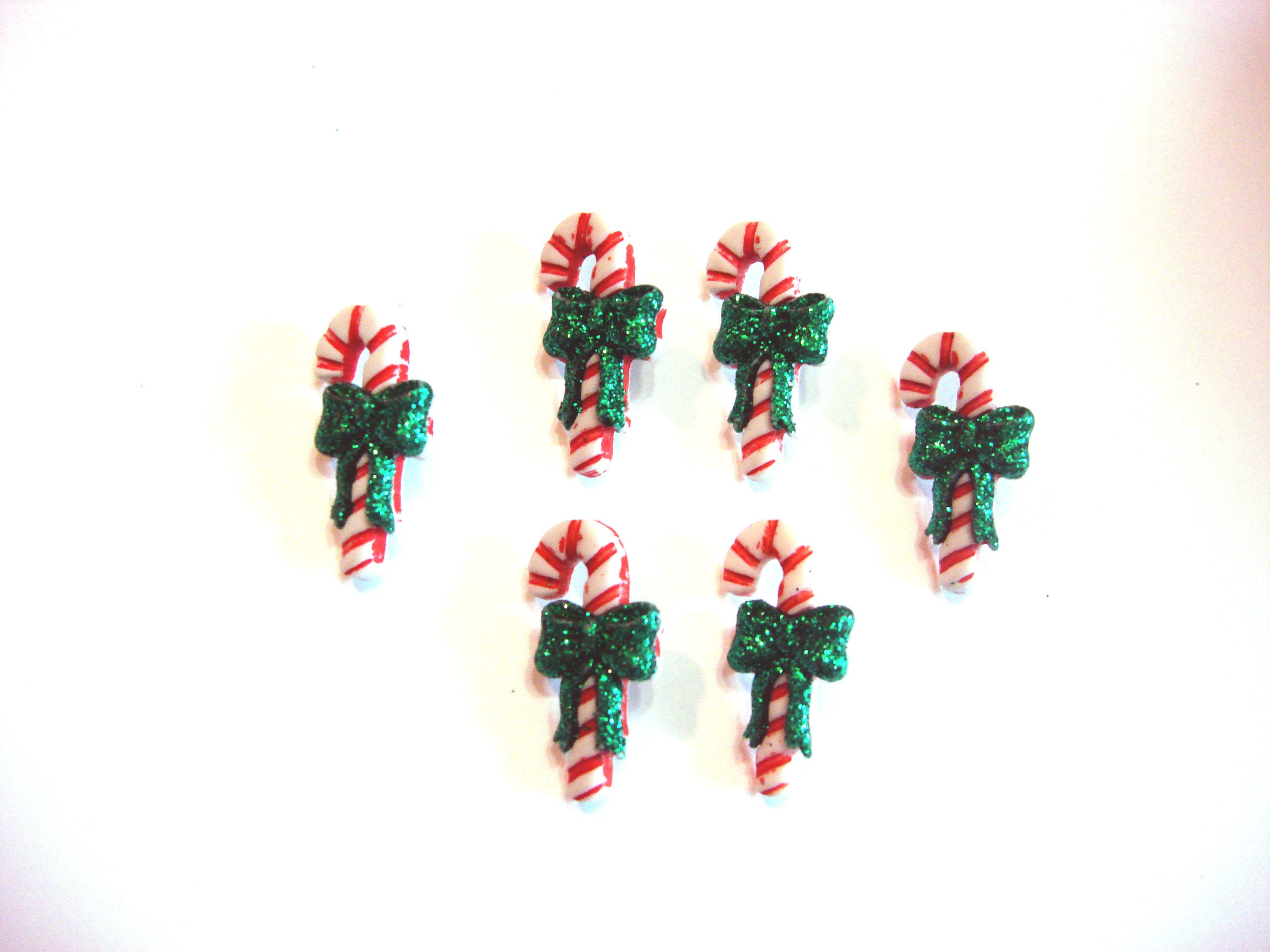 Christmas Candy Cane Buttons Glitter Bow Shank Back Candy | Etsy