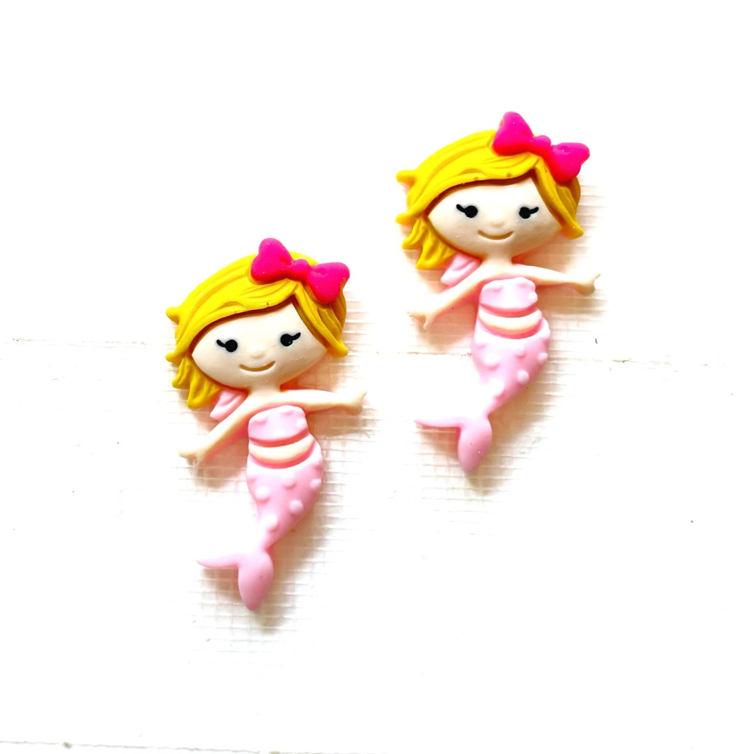 Mermaid Embellishments Pink Bow FLAT BACK Craft Supply by Shelly - 1451 ...