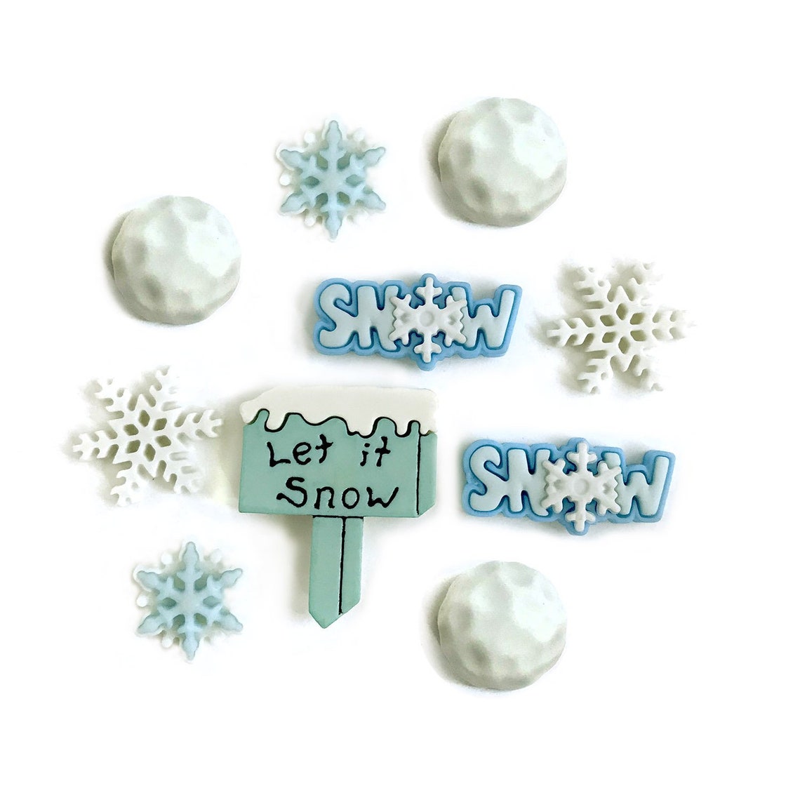 Winter Buttons Galore Collection Snow Day Snowball Snowflakes - Etsy