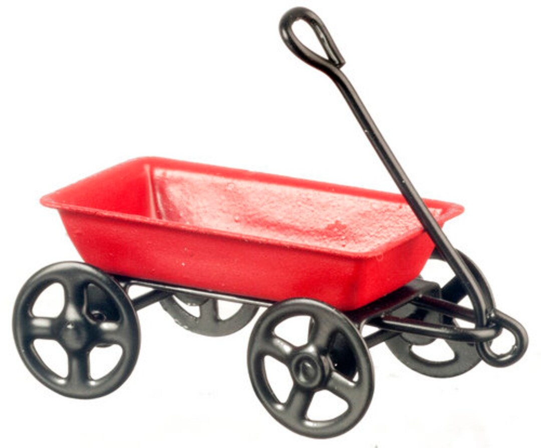 Miniature Red Wagon 1/2 Metal Dollhouse Fairy Garden Garden Toy Home ...