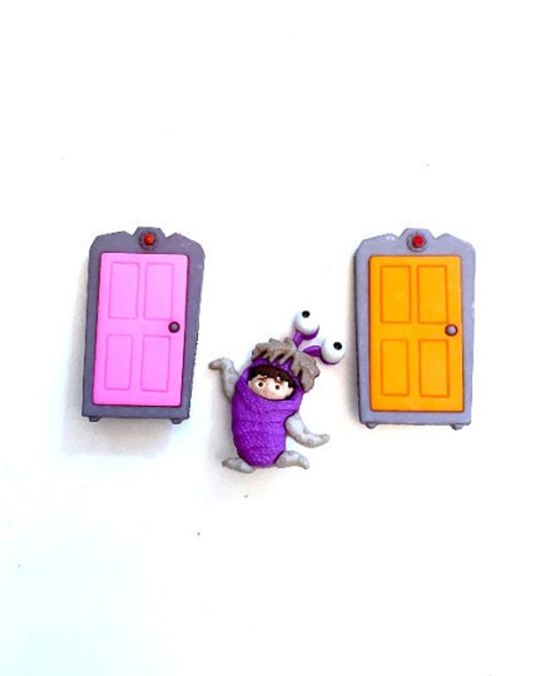 Disney Monsters Inc Button Collection Boo & Doors Set of 3 Shank Back ...