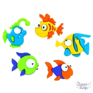 Tropical Fish Buttons Collection Somethin' Fishy Set of 5 Shank Back ...