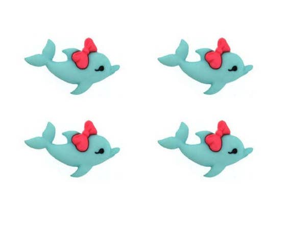 Dolphin Buttons Mermaid Kisses Shank Flat Back Choice Jesse | Etsy